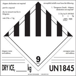 Class 9, UN 1845 Dry Ice Labels by ASC, Inc.