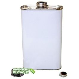 1 Pint Metal (White) F Style Can Oblong 1" Delta Opening - Cap + Seal Included by ASC, Inc.